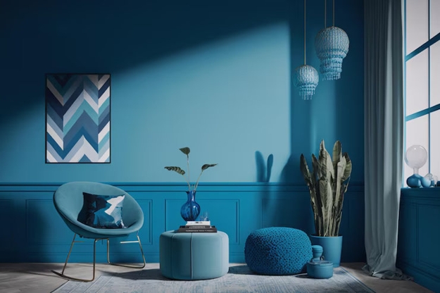 Rich Blue Palette, Modern Interior Color Trends and Room Design Ideas