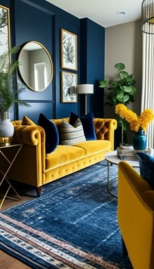 Rich Blue Palette, Modern Interior Color Trends and Room Design Ideas
