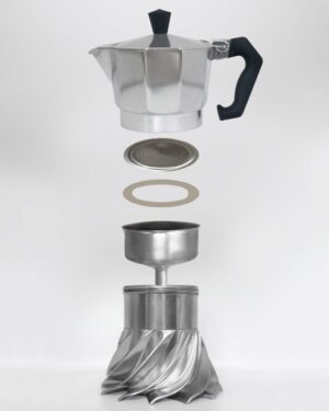 Eco Friendly Turbo Moka, New Design Reinterpreting Classic Moka Coffee Pot